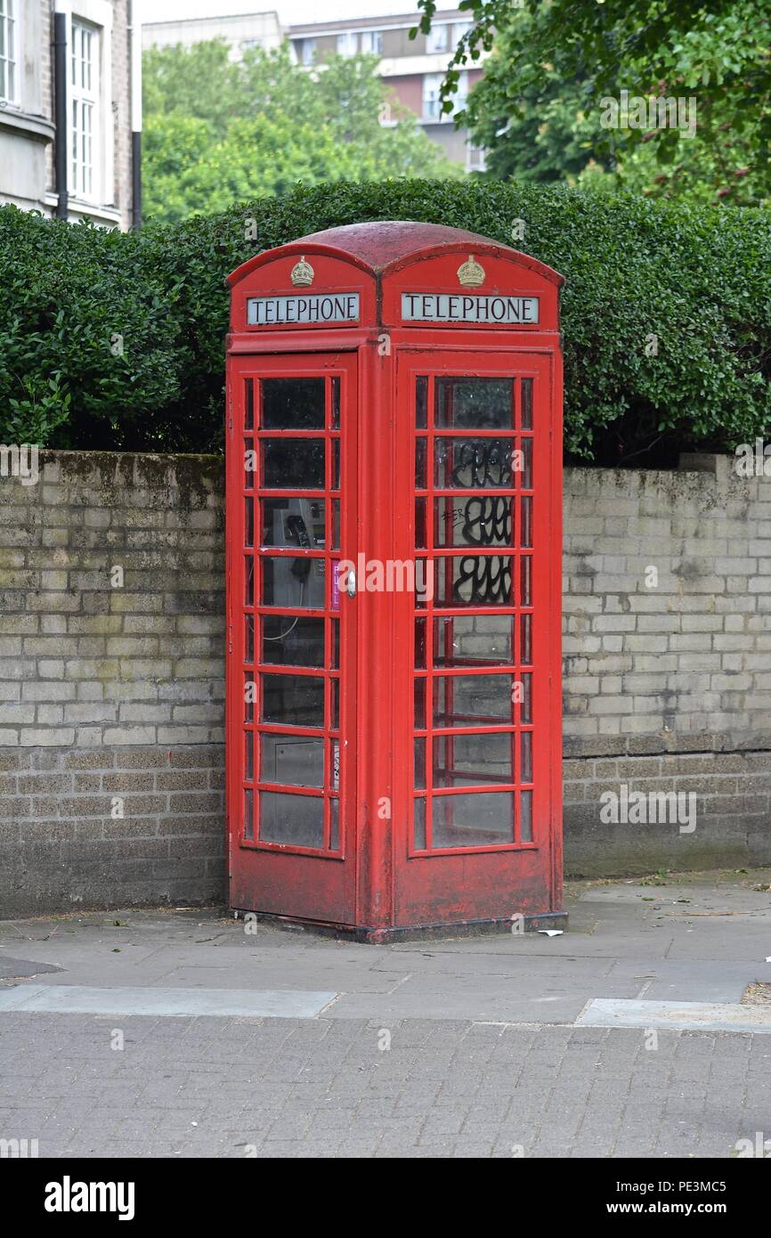 Iconic red London telephone booths operated by Royal Mail, London ...