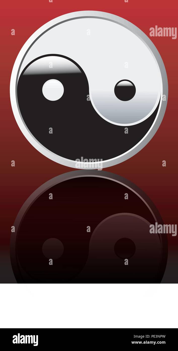 Vector illustration of the ancient symbol of Tao on Red background ...
