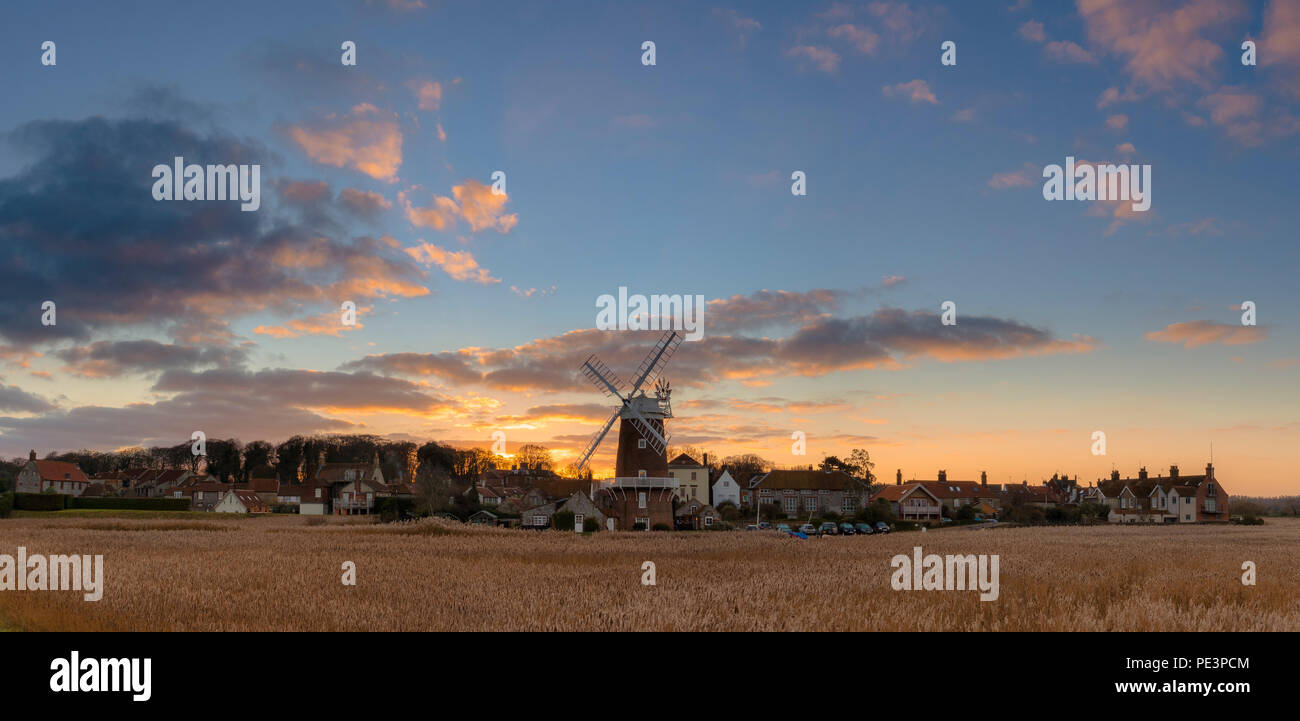 Panoramic image of Cley mill at sunrise in winter Stock Photo - Alamy
