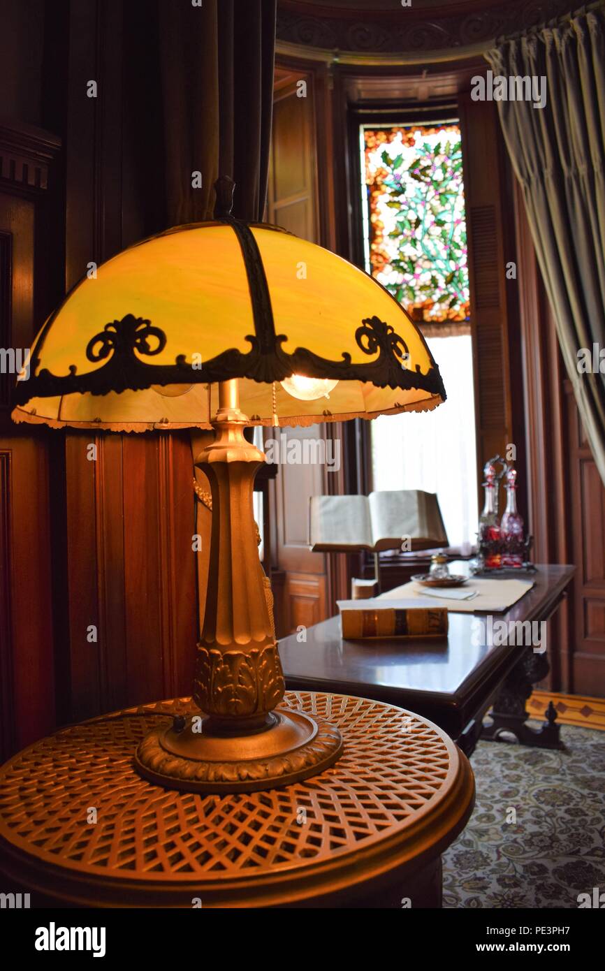 Vintage lamp in study room Stock Photo - Alamy