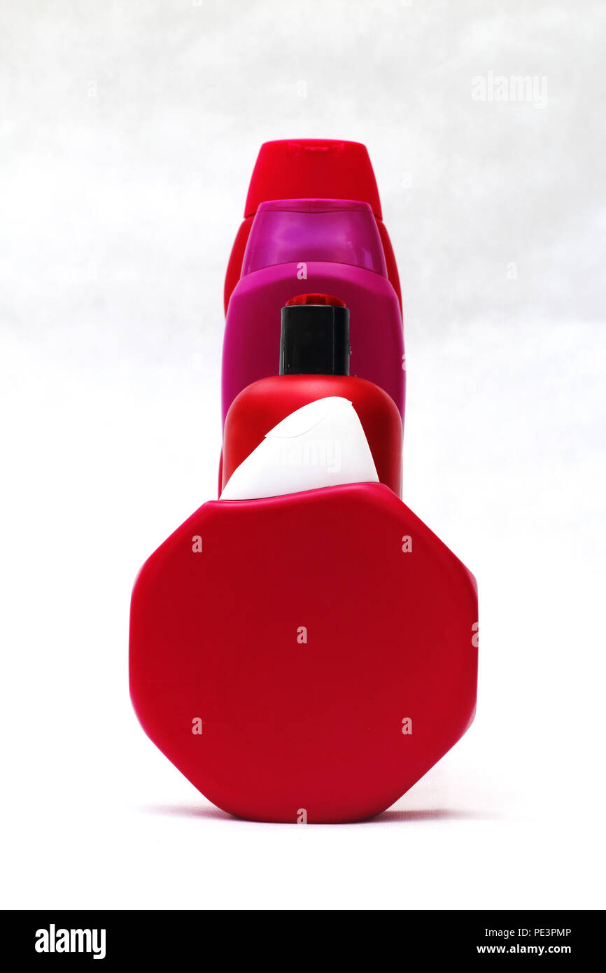 Plastic containers of different shapes and colors Stock Photo - Alamy