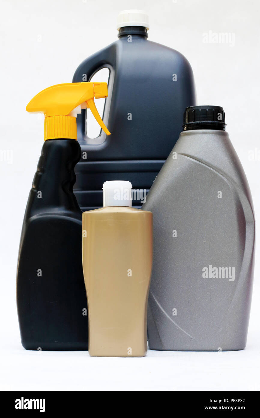 Plastic containers of different shapes and colors Stock Photo - Alamy