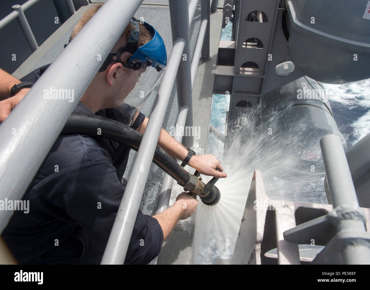 150901-N-DQ503-052 EAST CHINA SEA (Sept. 1, 2015) - Damage Controlman ...