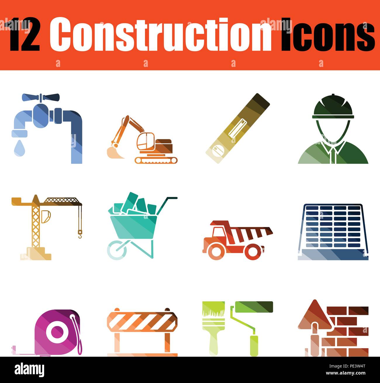 Set of Construction icons. Gradient color design. Vector illustration ...