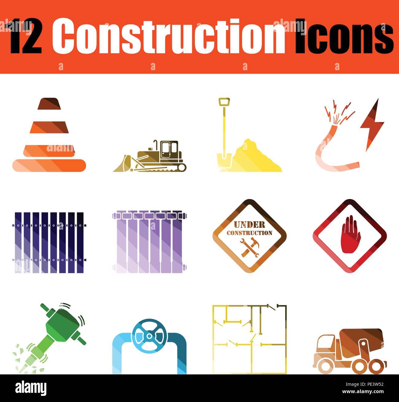 Set of Construction icons. Gradient color design. Vector illustration ...
