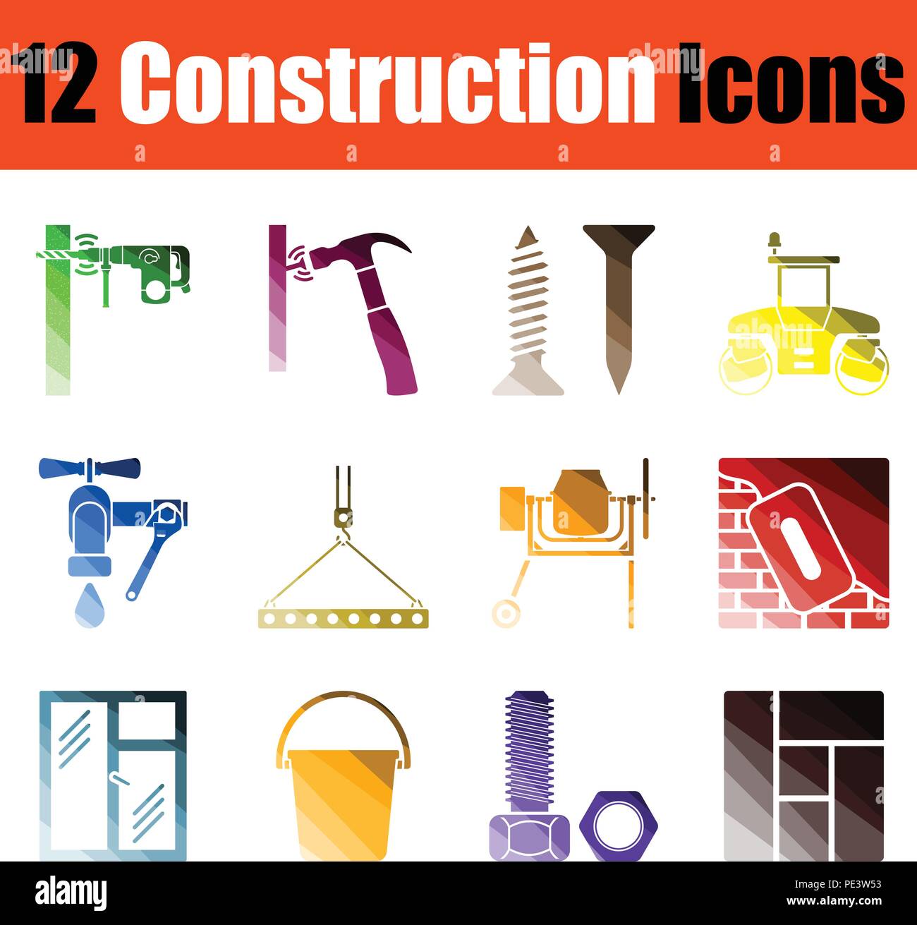Set of Construction icons. Gradient color design. Vector illustration ...