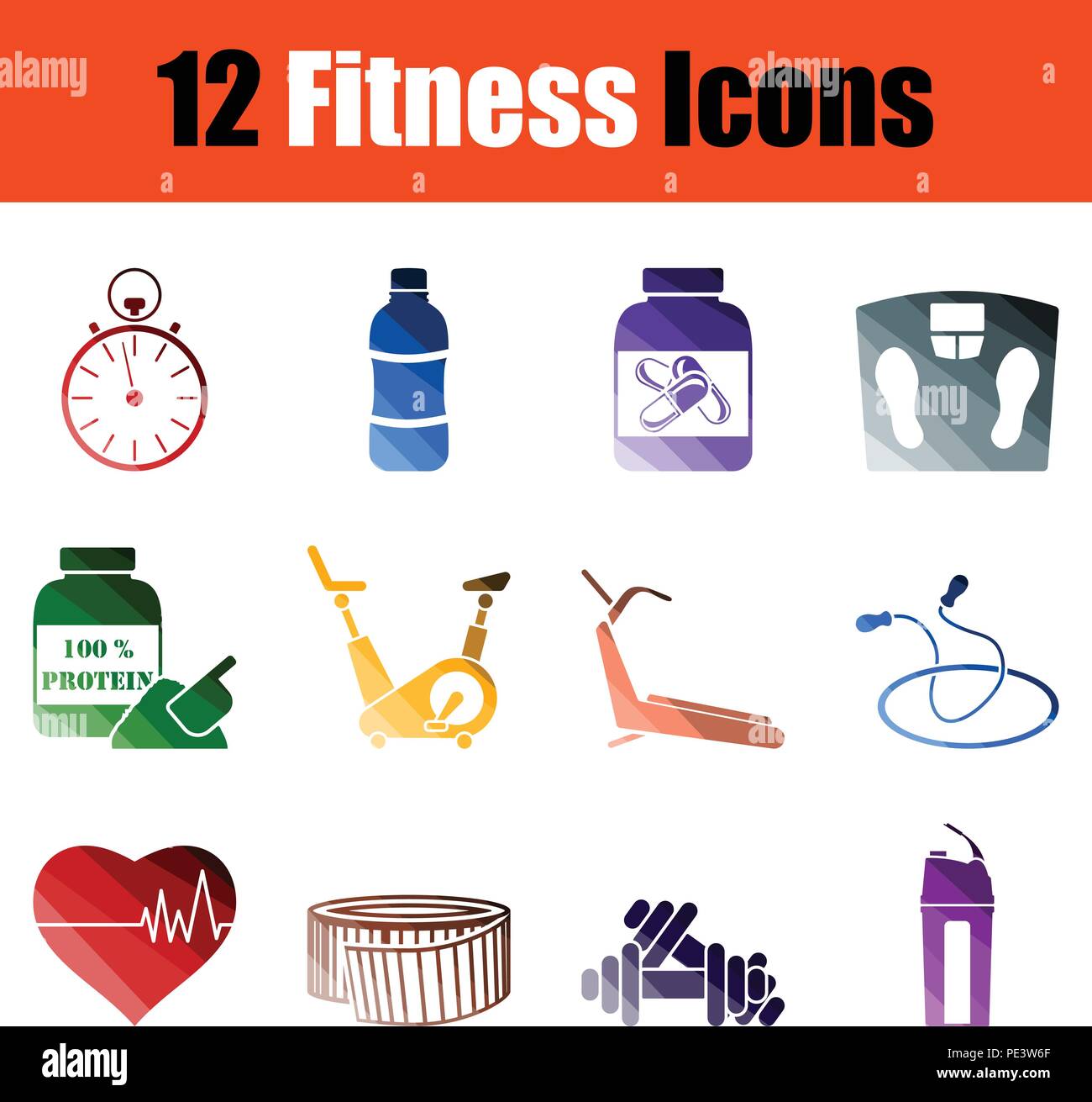 Set of Fitness icons. Gradient color design. Vector illustration Stock ...