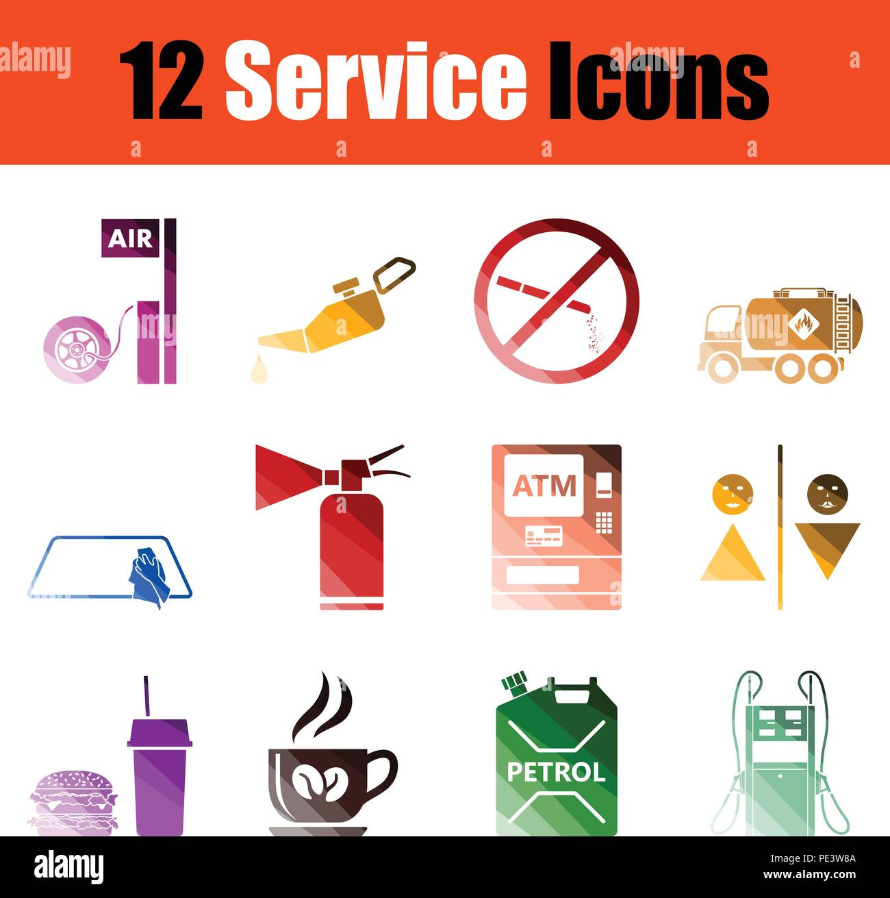 Set of service icons. Gradient color design. Vector illustration Stock ...