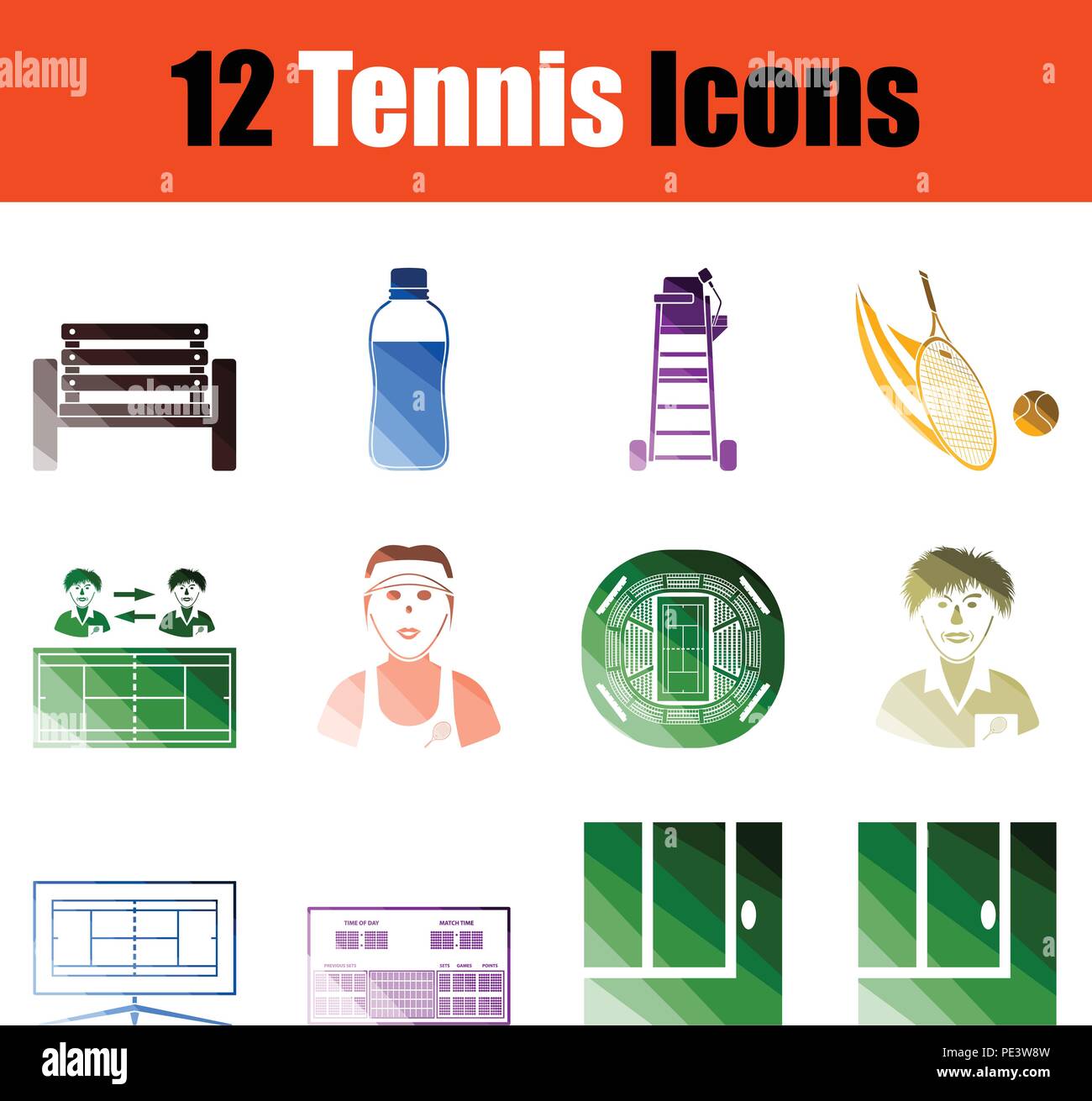 Set of Tennis icons. Gradient color design. Vector illustration Stock ...