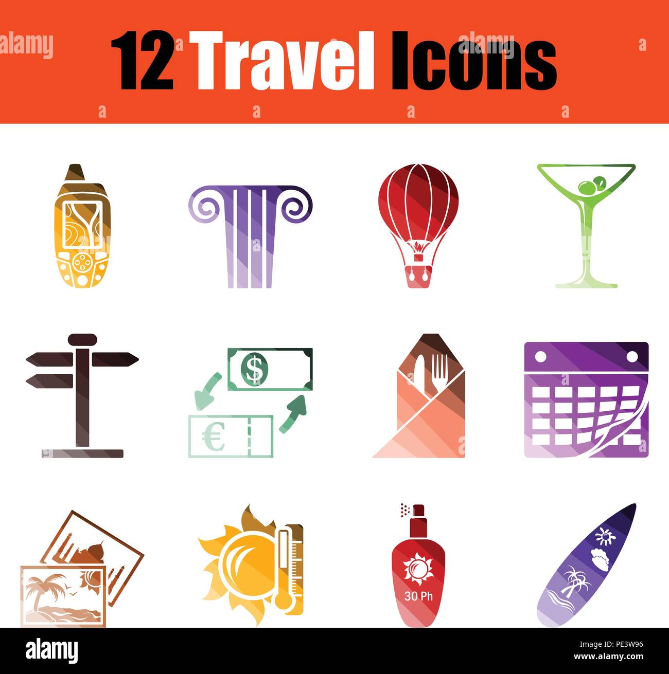 Set of Travel icons. Gradient color design. Vector illustration Stock ...