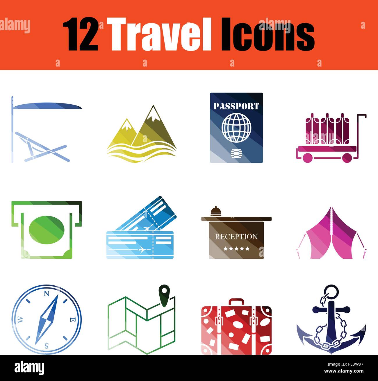 Set of Travel icons. Gradient color design. Vector illustration Stock ...