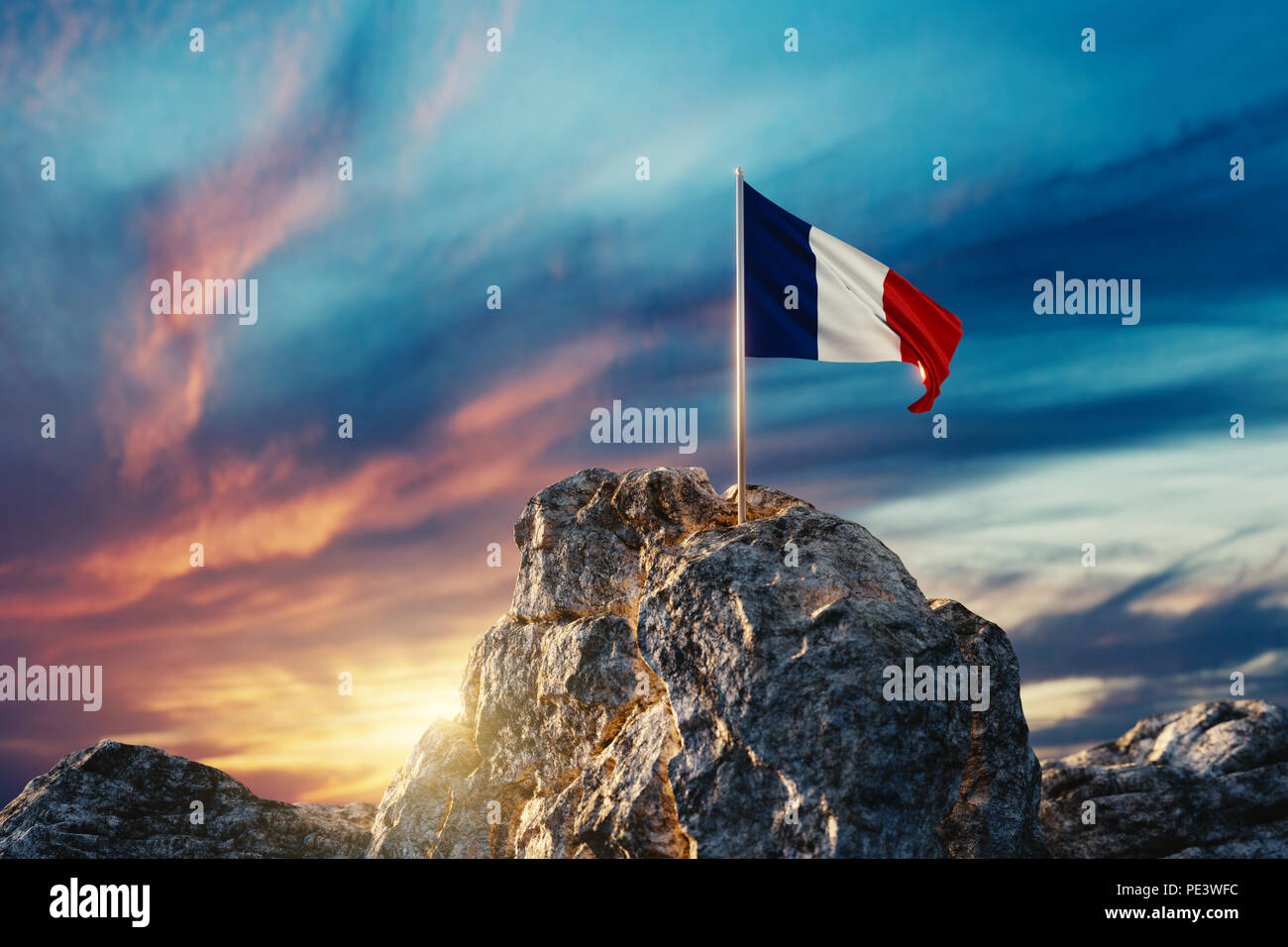 France flag waving hi-res stock photography and images - Alamy