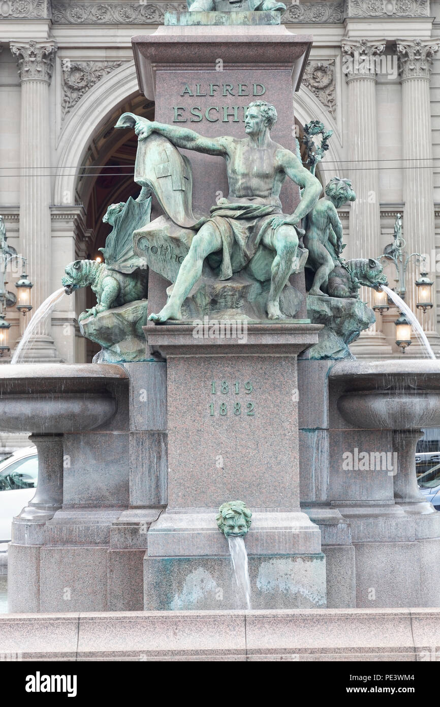 Monument of Alfred Escher on Bahnhofplatz square,Zurich main train ...