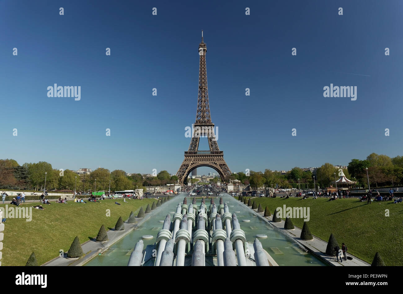 The Eiffel Tower shot from different locations and angles with close ...