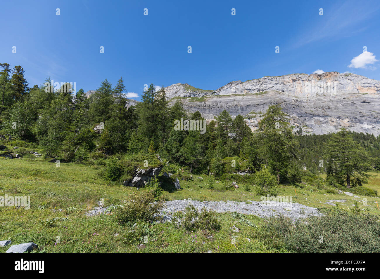 Amazing landscape on high mountain route through the Gemmi Pass in ...