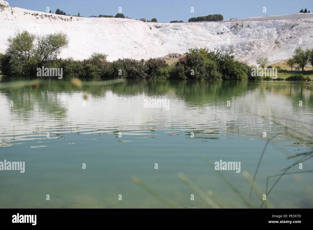 Natural travertine pools in Pamukkale. and limestone TURKEY Stock Photo ...