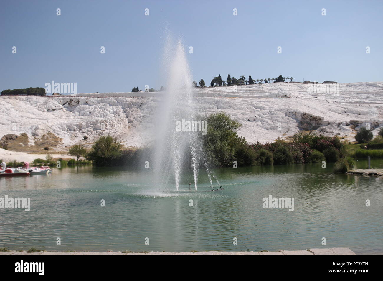 Natural travertine pools in Pamukkale. and limestone TURKEY Stock Photo ...