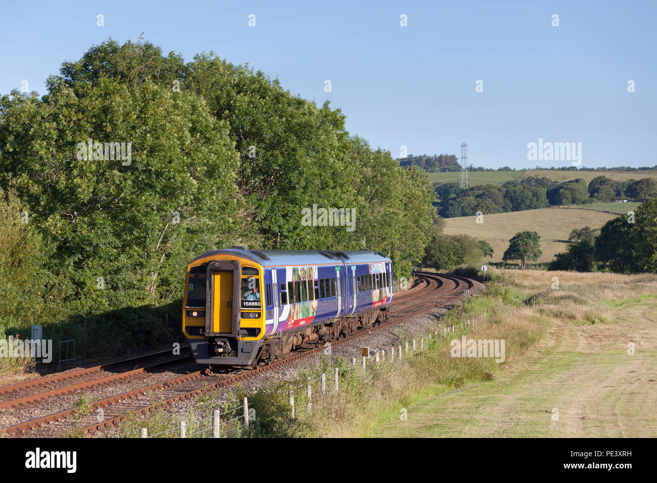 A Northern Rail class 158 express sprinter train passing Docker on the ...