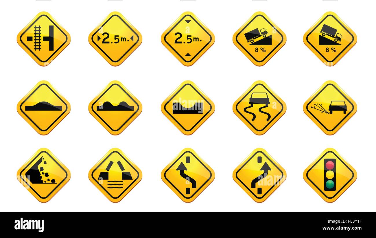 road and traffic signs collection Stock Vector Image & Art - Alamy