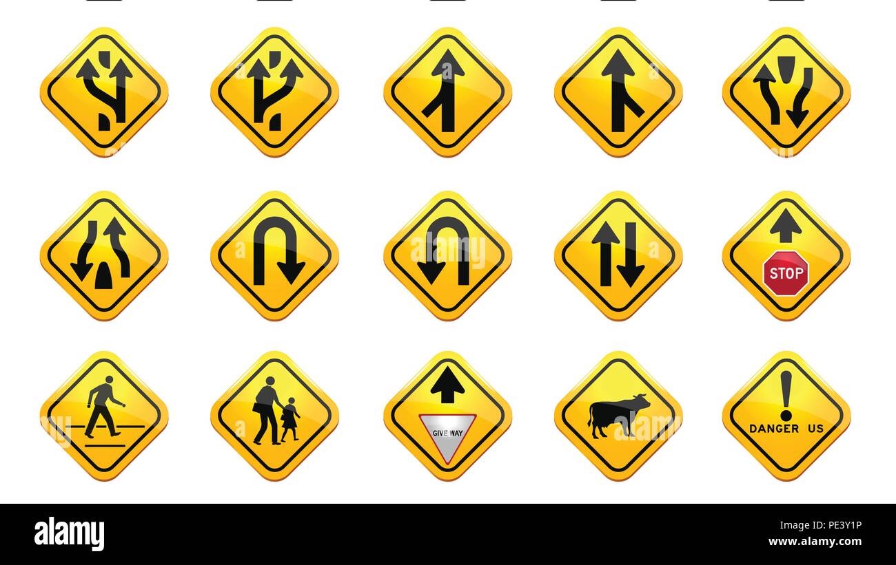 road and traffic signs collection Stock Vector Image & Art - Alamy