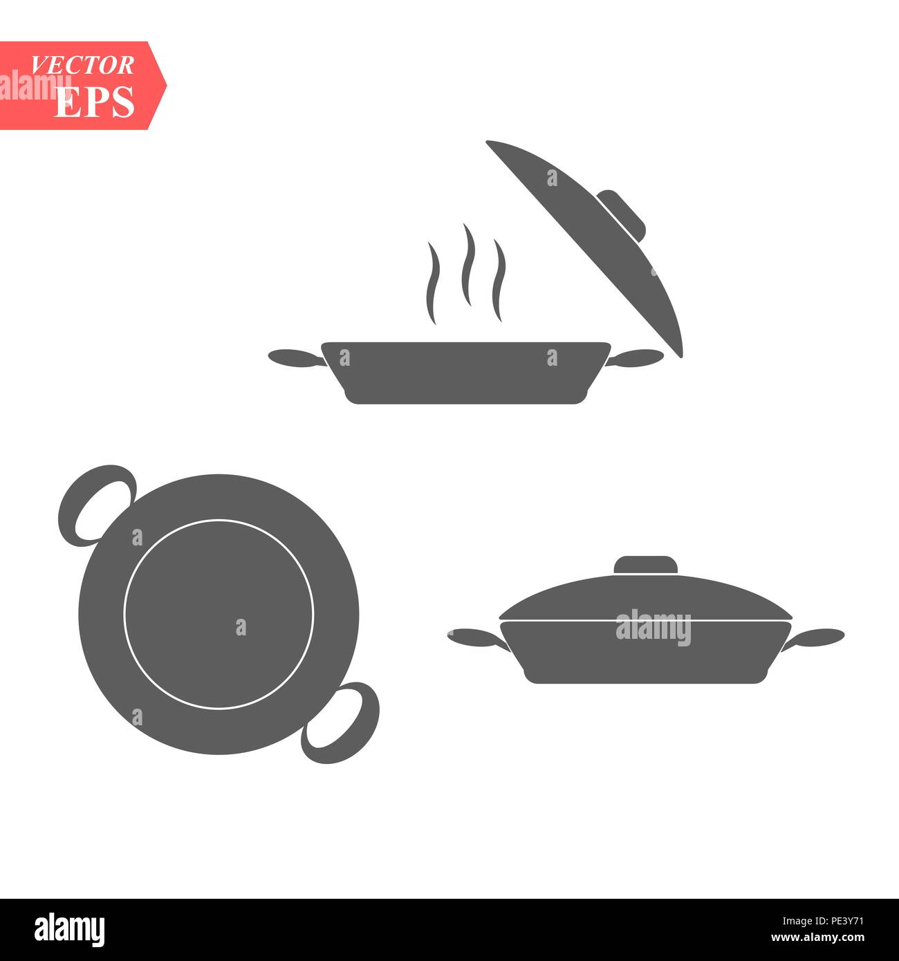 Set of pan icon. Simple filled pan vector icon. On white background ...