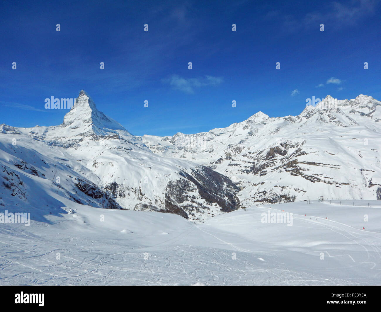 Matterhorn and Zermatt in winter Stock Photo - Alamy