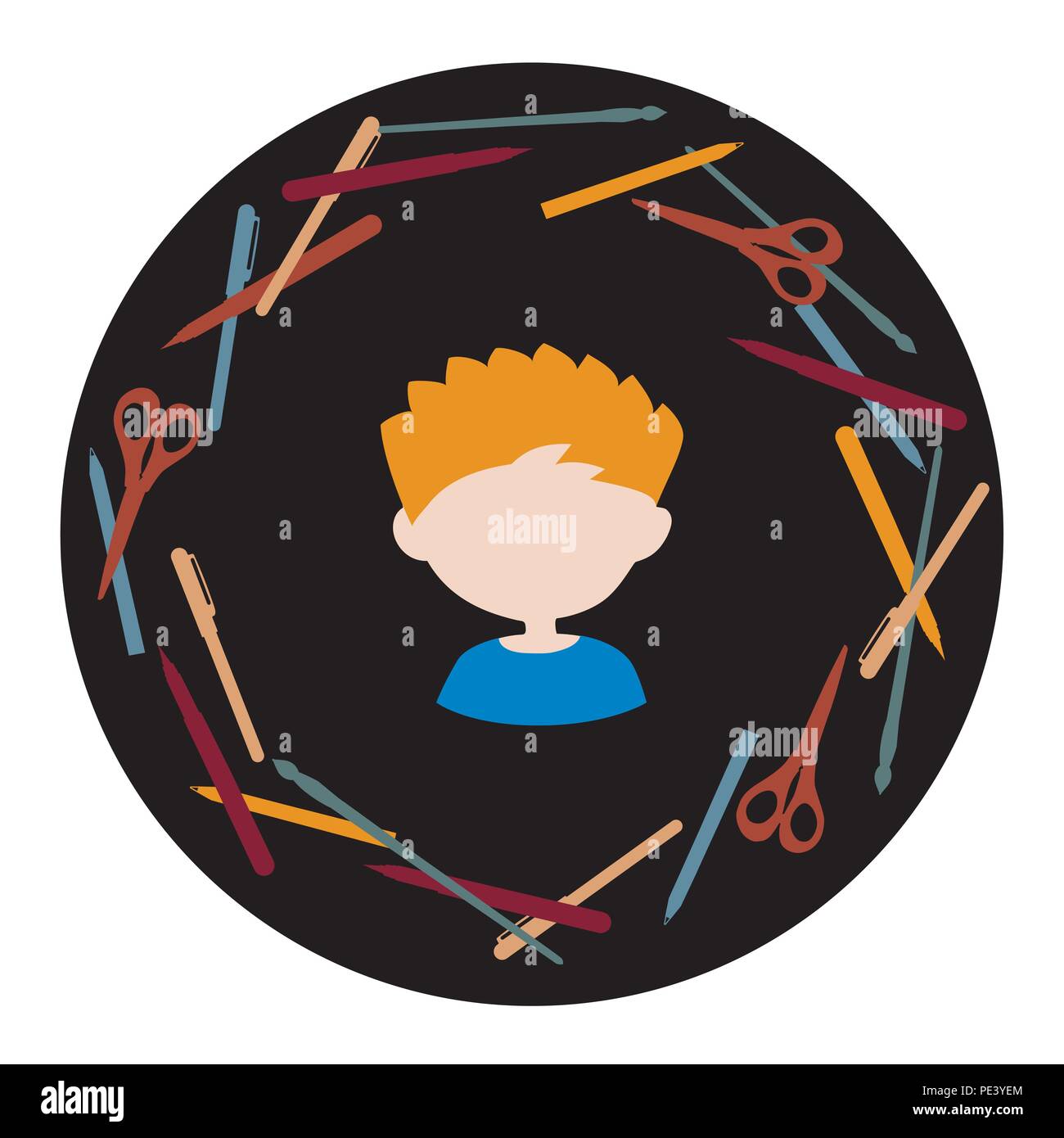 Cute boy pencil paper Stock Vector Images - Alamy