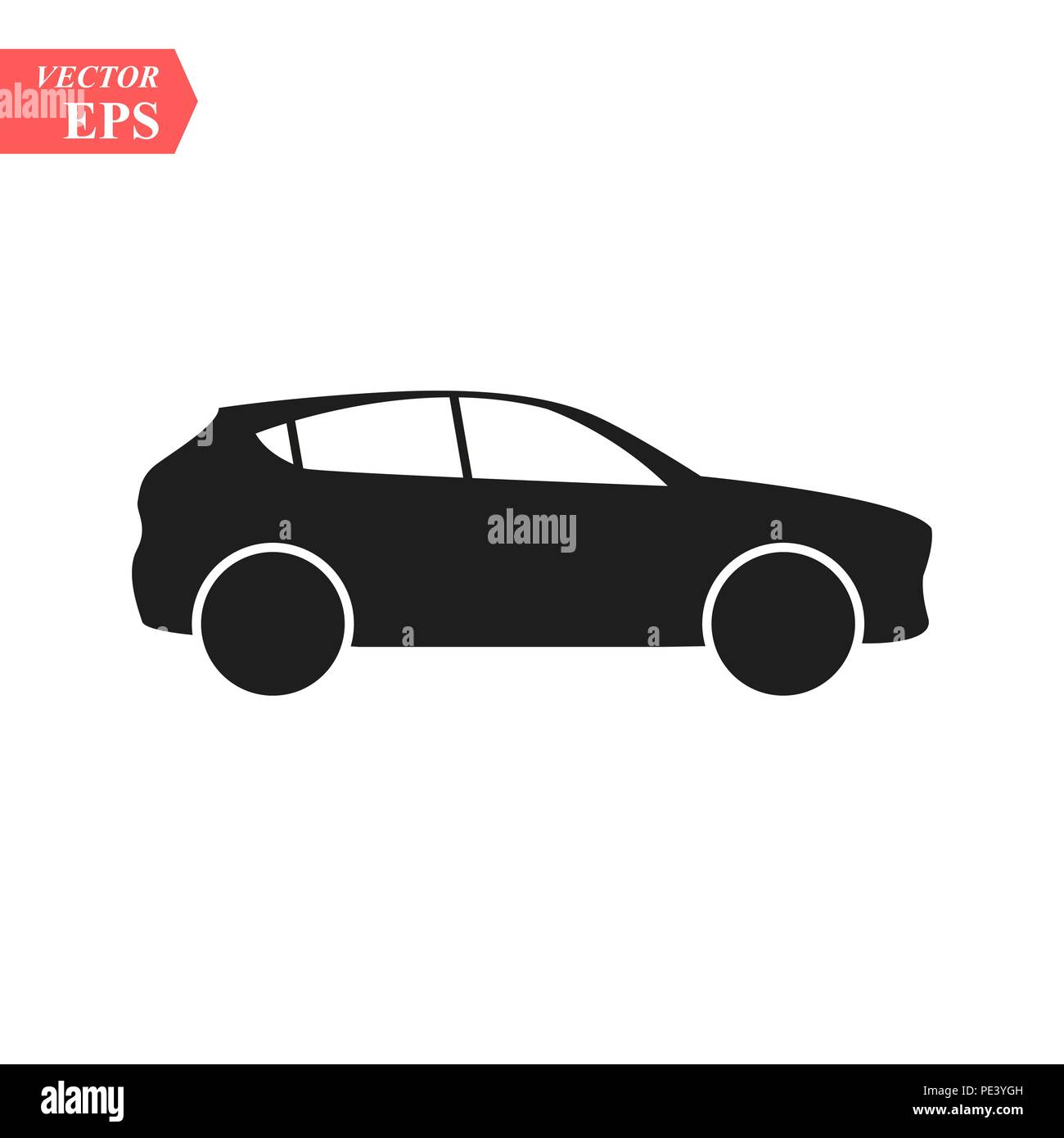 Simple Car Icon Vector. Flat Hatchback symbol. Perfect Black pictogram ...