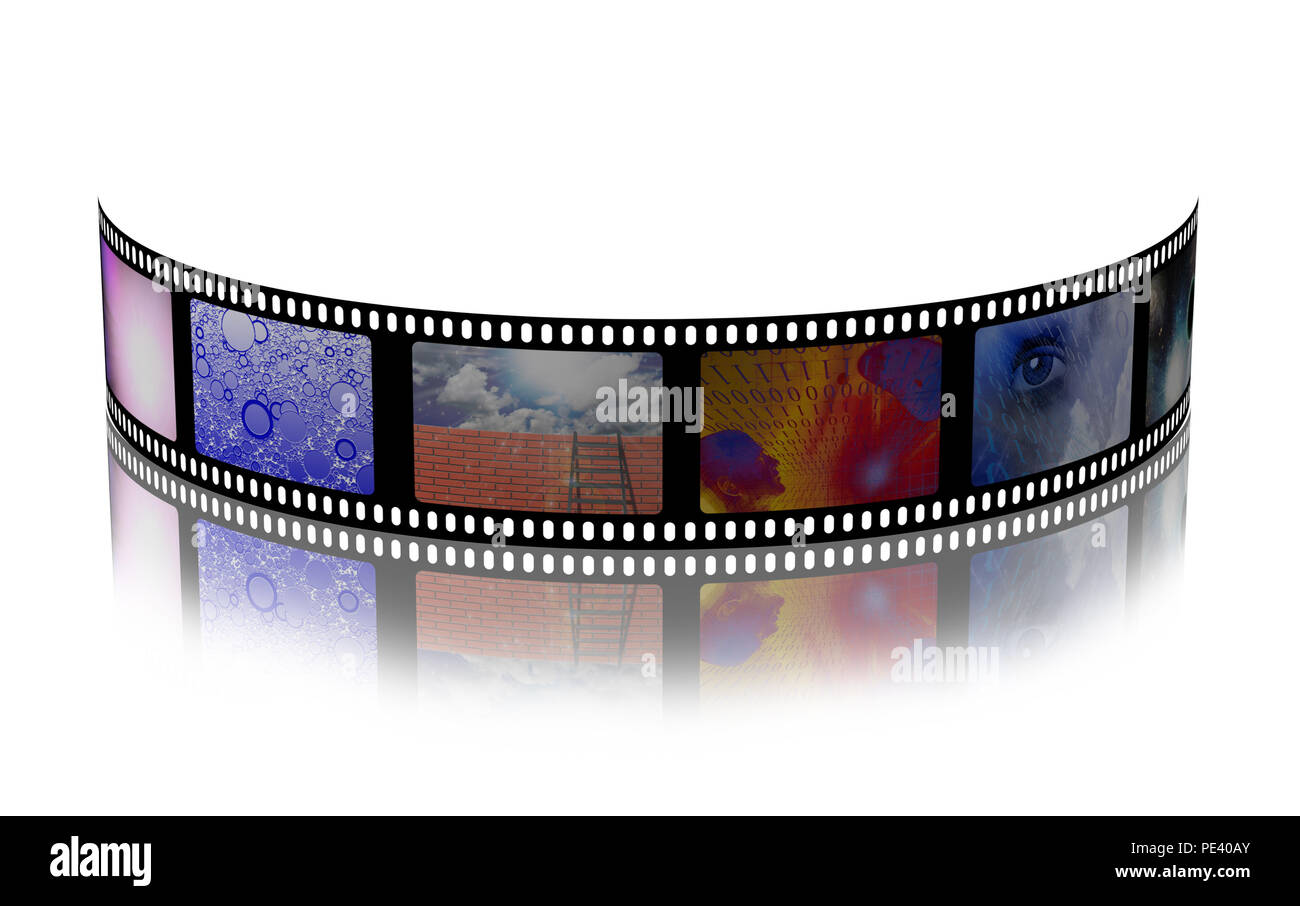 Film strip of surreal and abstract footage. 3D rendering Stock Photo ...