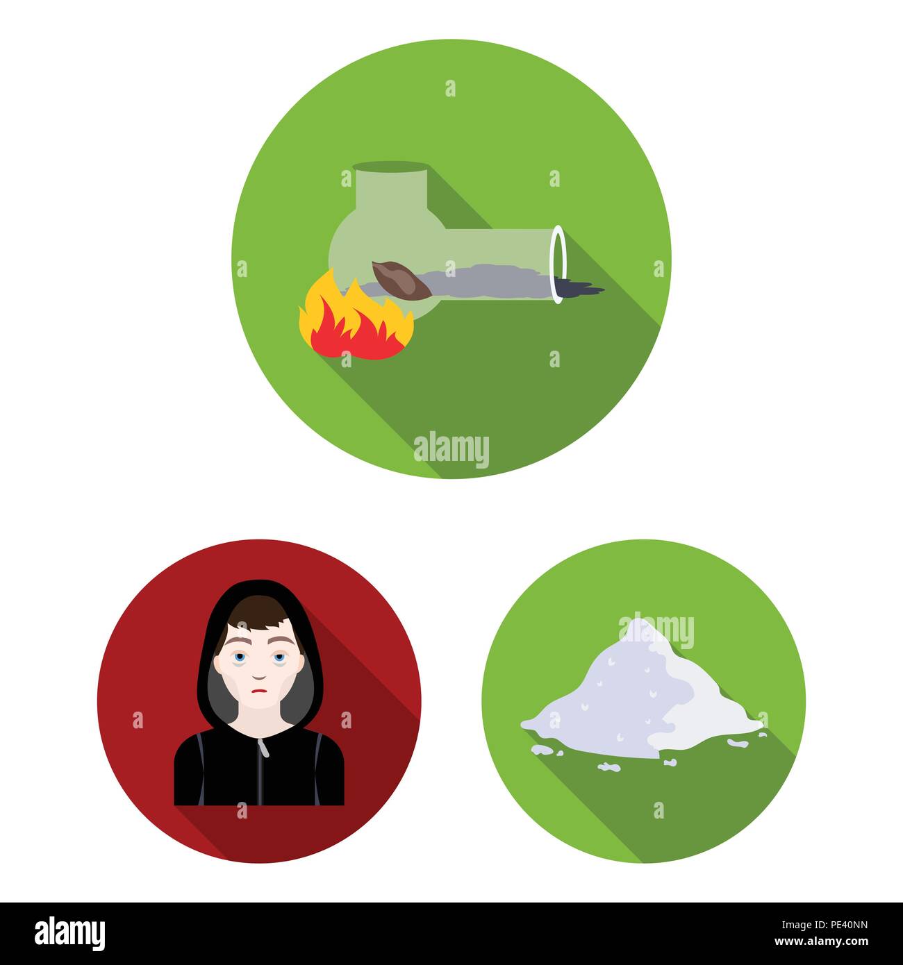 Drug addiction and attributes flat icons in set collection for design ...