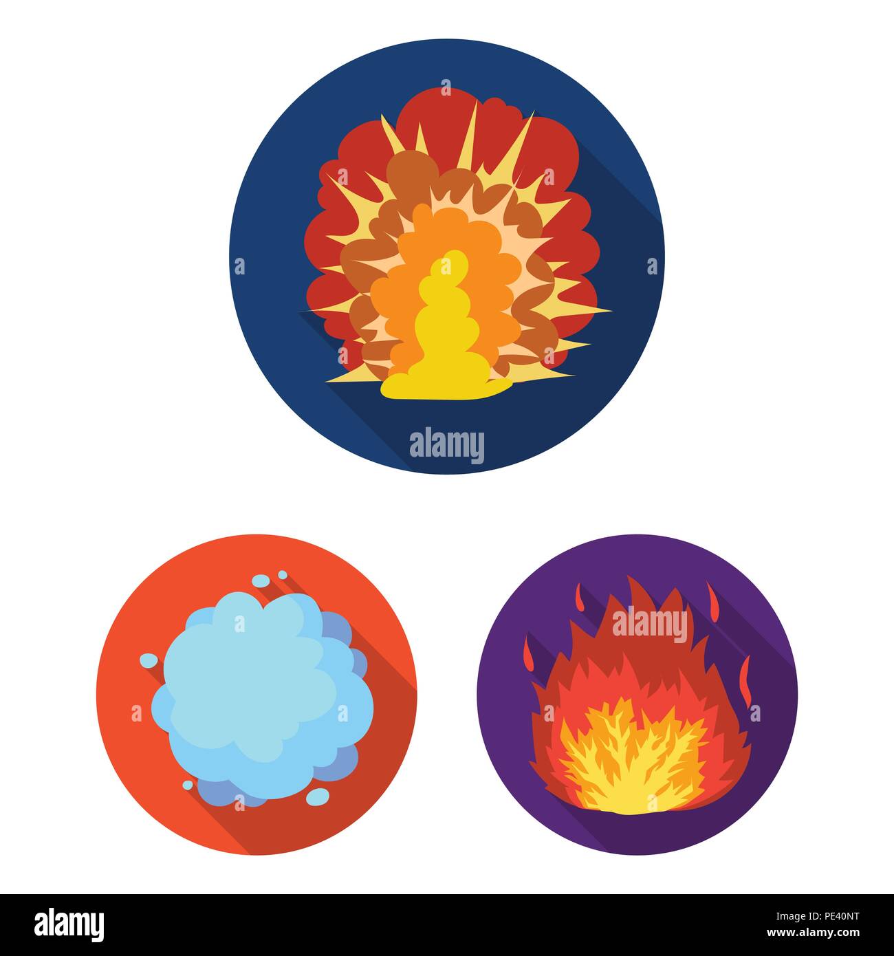 Different explosions flat icons in set collection for design.Flash and ...