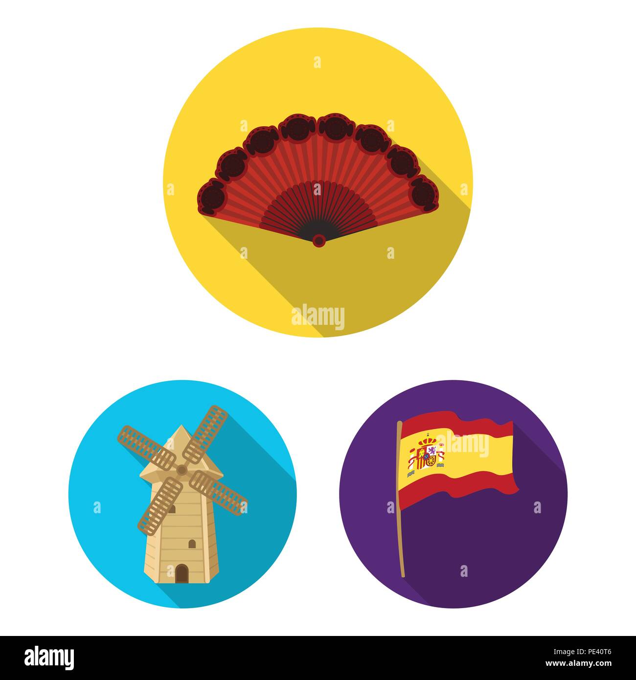 Spain country flat icons in set collection for design.Travel and ...