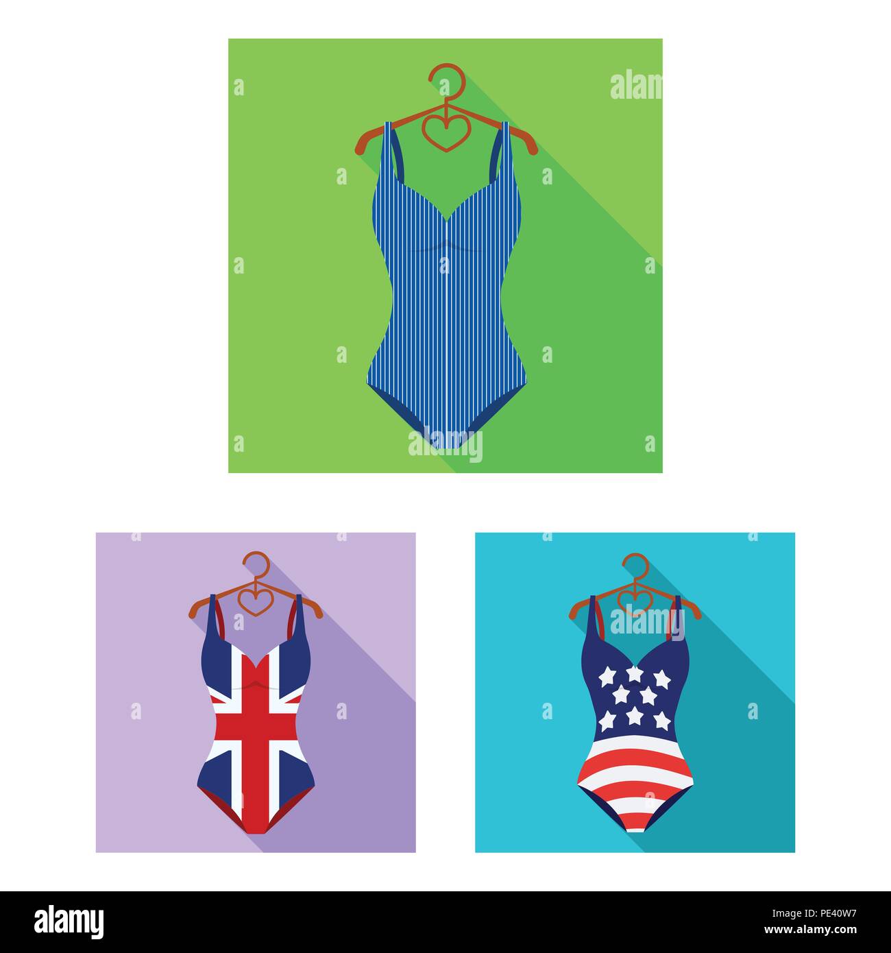 Different types of swimsuits flat icons in set collection for design ...