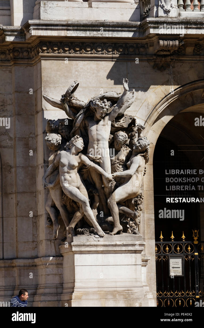 Sculptures on the Opera National de Paris. Grand Opera (Opera Garnier ...