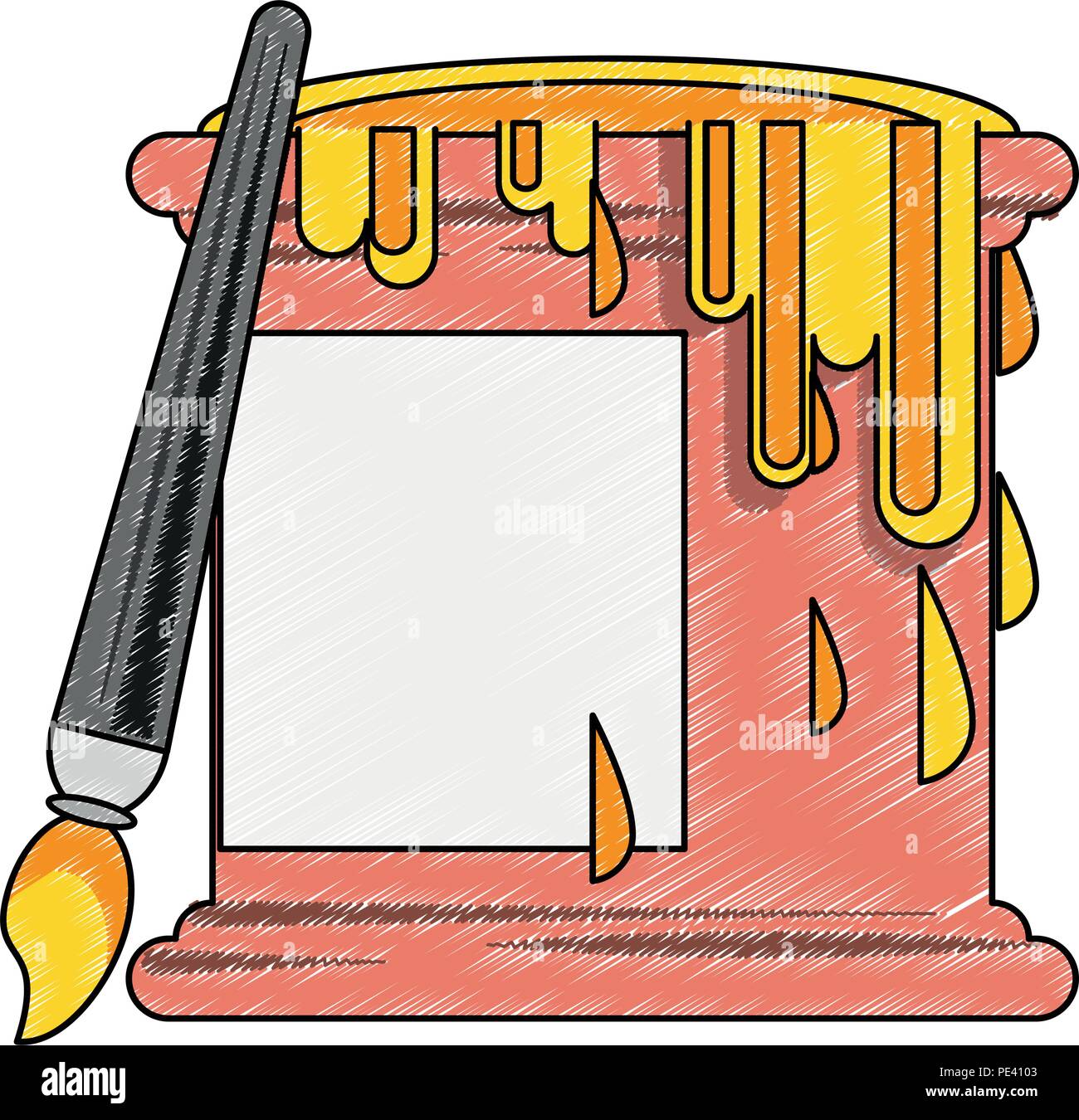 Paint bucket and brush scribble Stock Vector Image & Art - Alamy