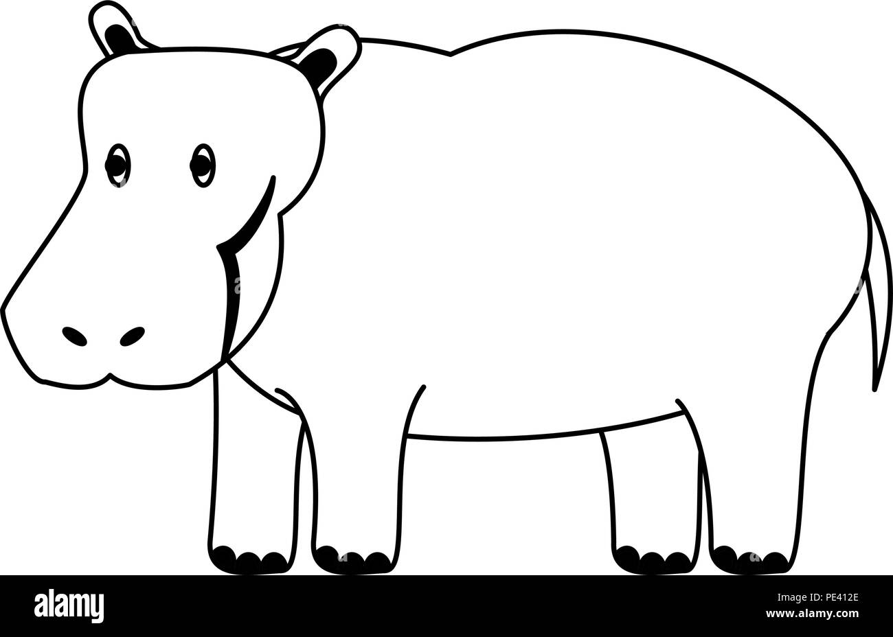 Hippo Black And White Clipart
