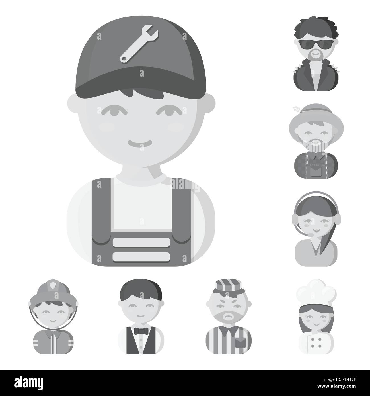 People of different professions monochrome icons in set collection for ...