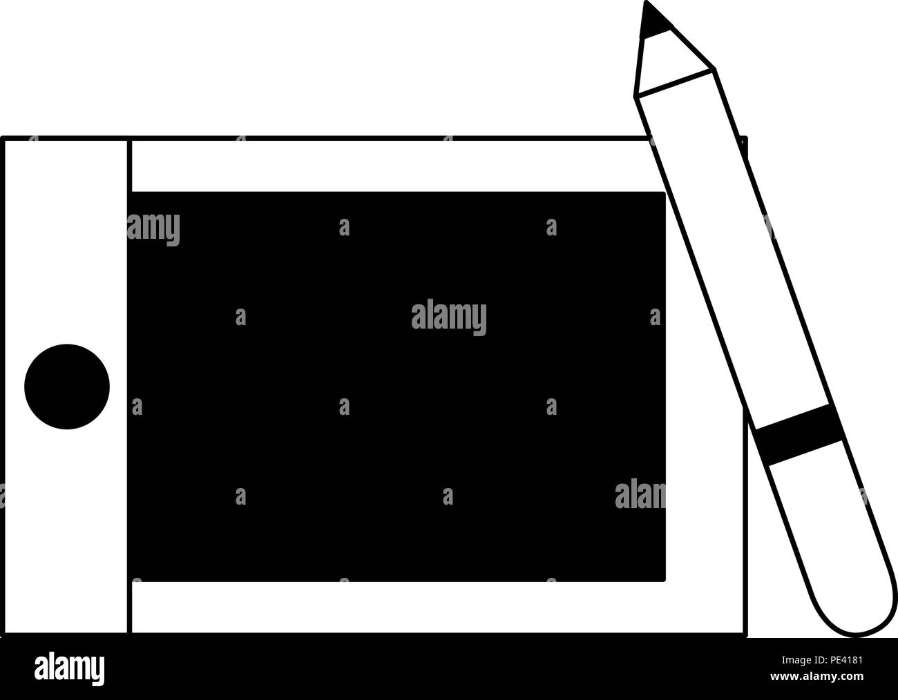 Drawing tablet technology in black and white Stock Vector Image & Art ...