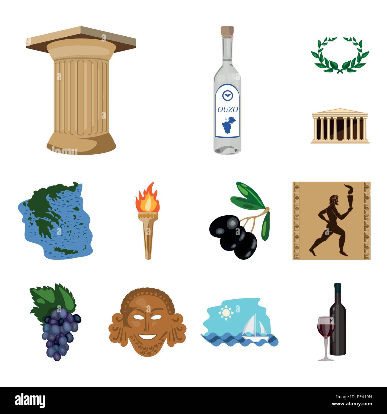 Country Greece cartoon icons in set collection for design.Greece and ...
