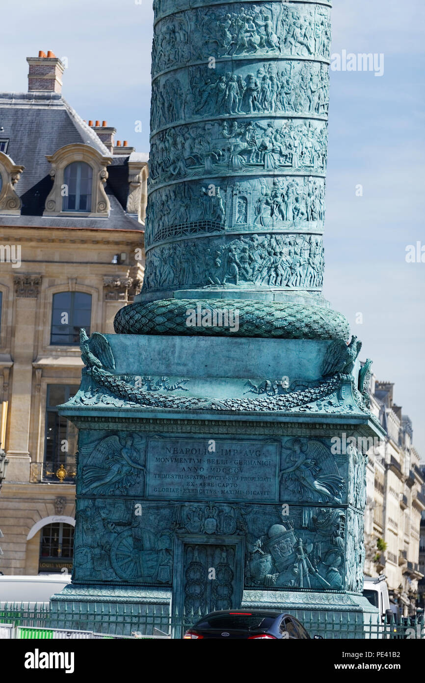 View of famous Place Vendome. Place Vendome was laid out in 1702 as ...