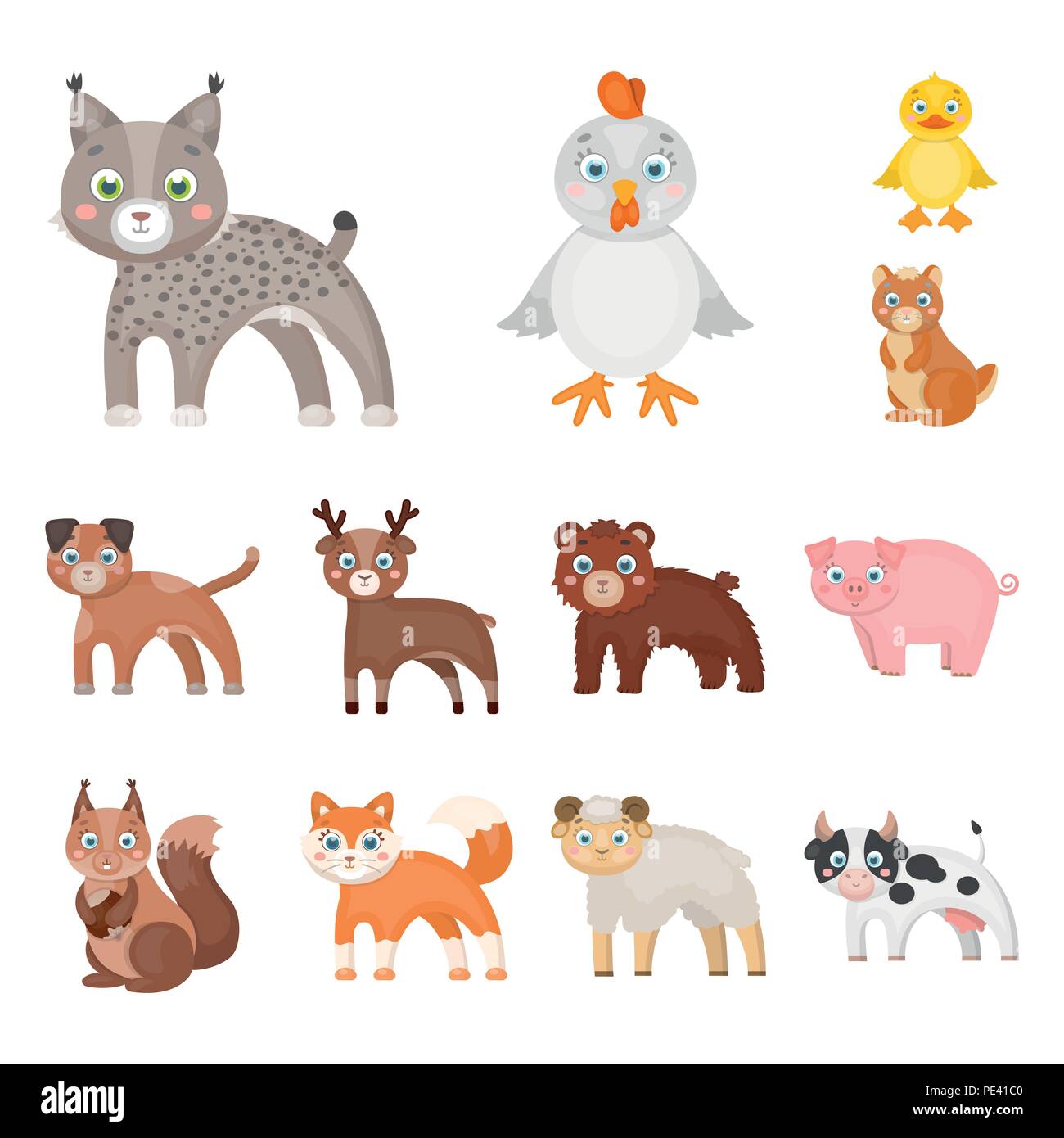 Toy animals cartoon icons in set collection for design. Bird, predator ...