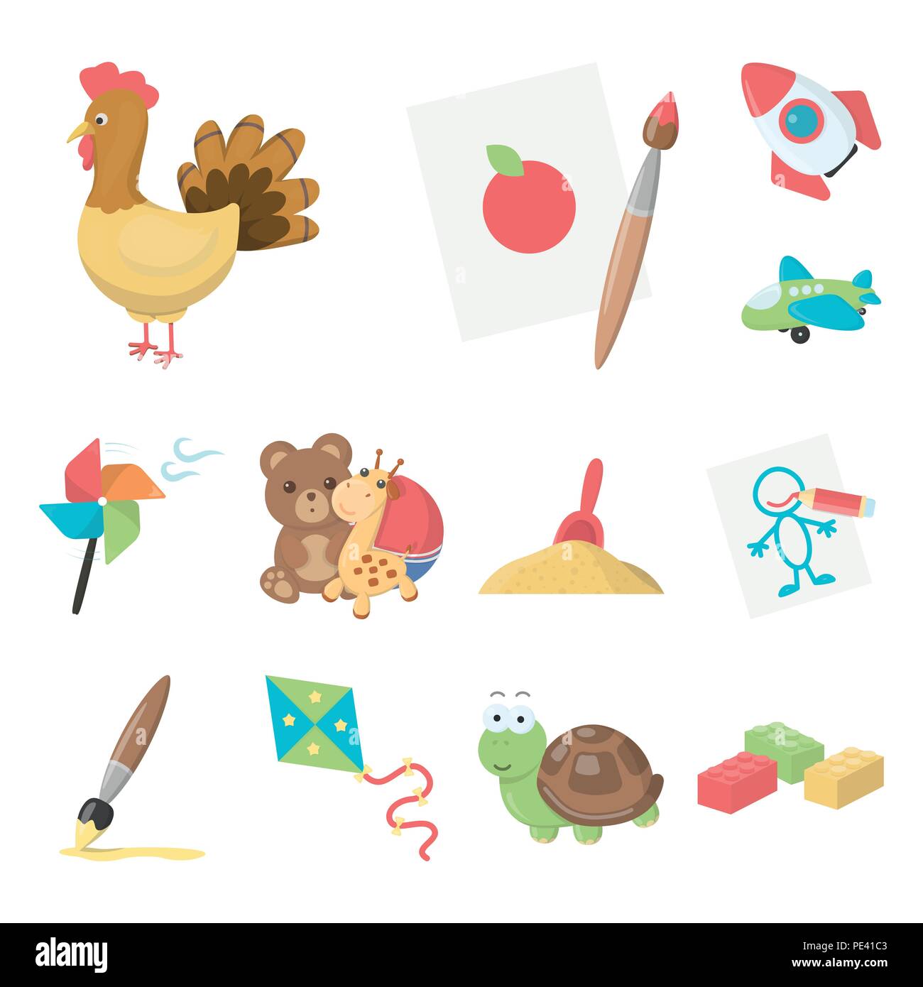 Children toy cartoon icons in set collection for design. Game and ...