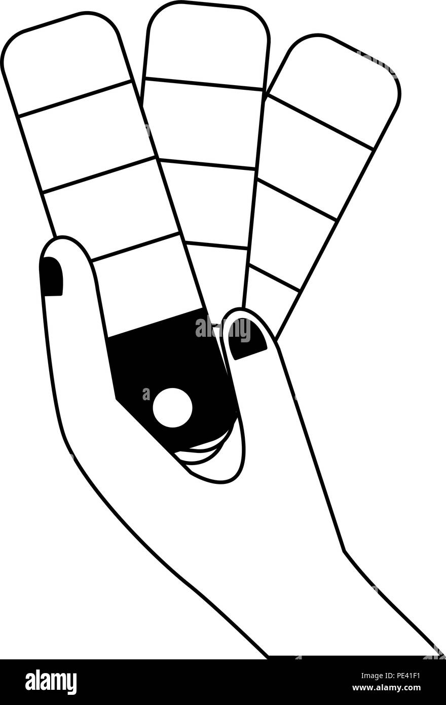 Hand with colors palette in black and white Stock Vector Image & Art ...