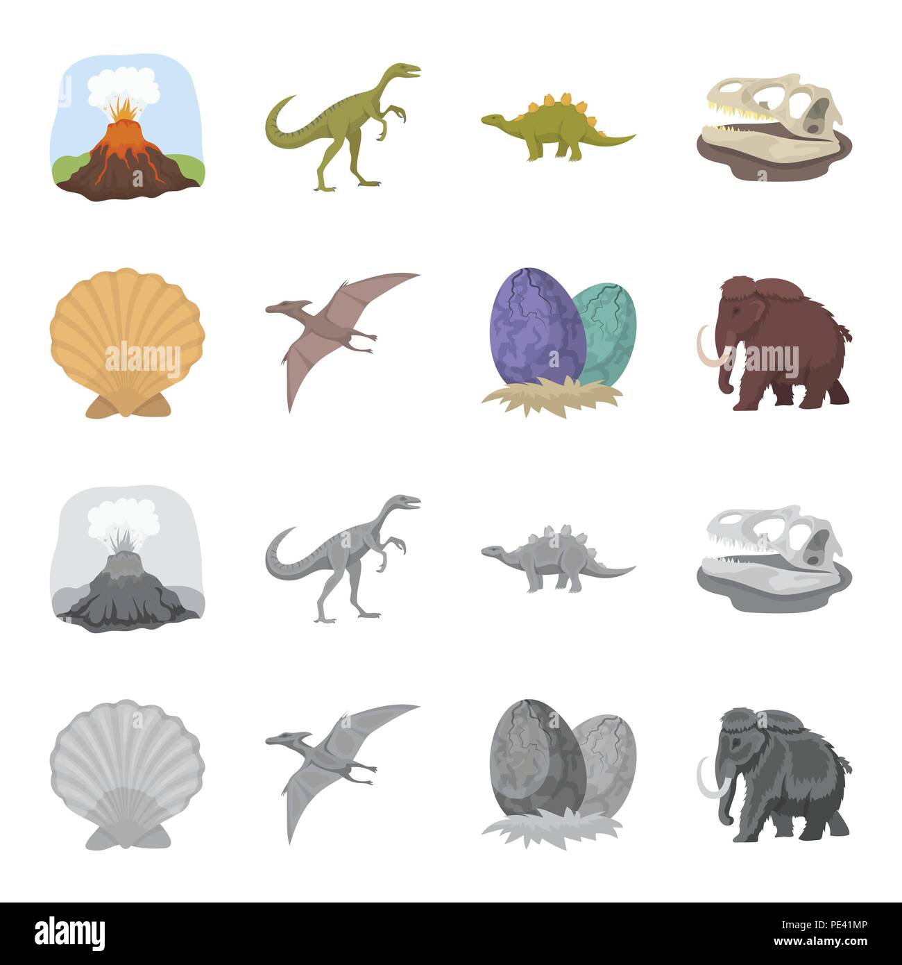 Prehistoric shell, dinosaur eggs,pterodactyl, mammoth. Dinosaur and ...