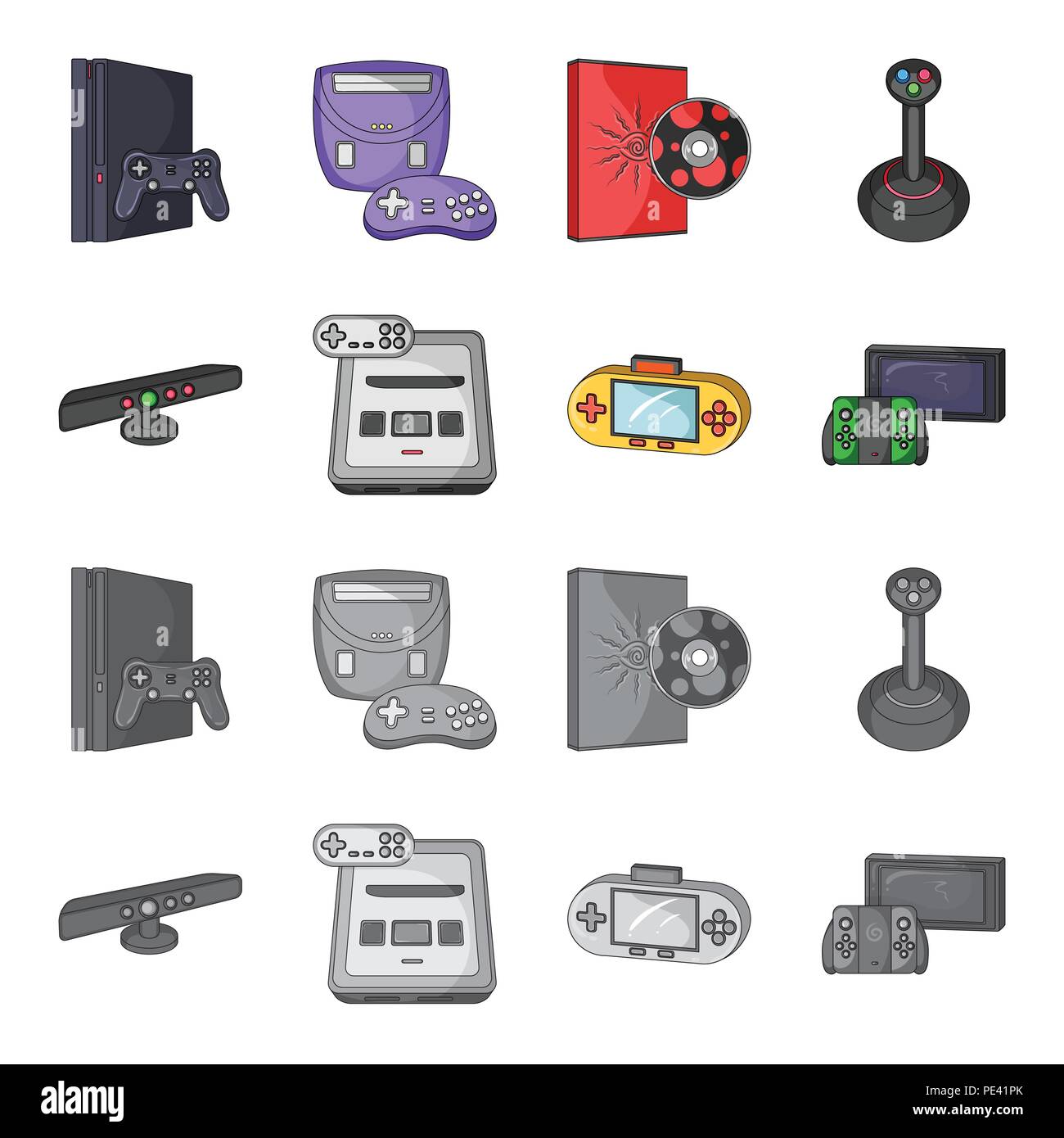 Game and TV set-top box cartoon,monochrome icons in set collection for ...