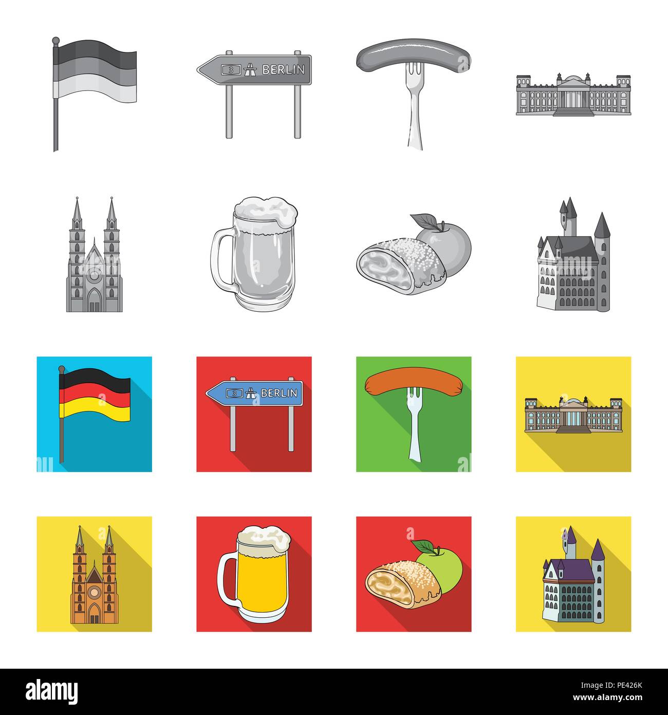 Country Germany monochrome,flat icons in set collection for design ...