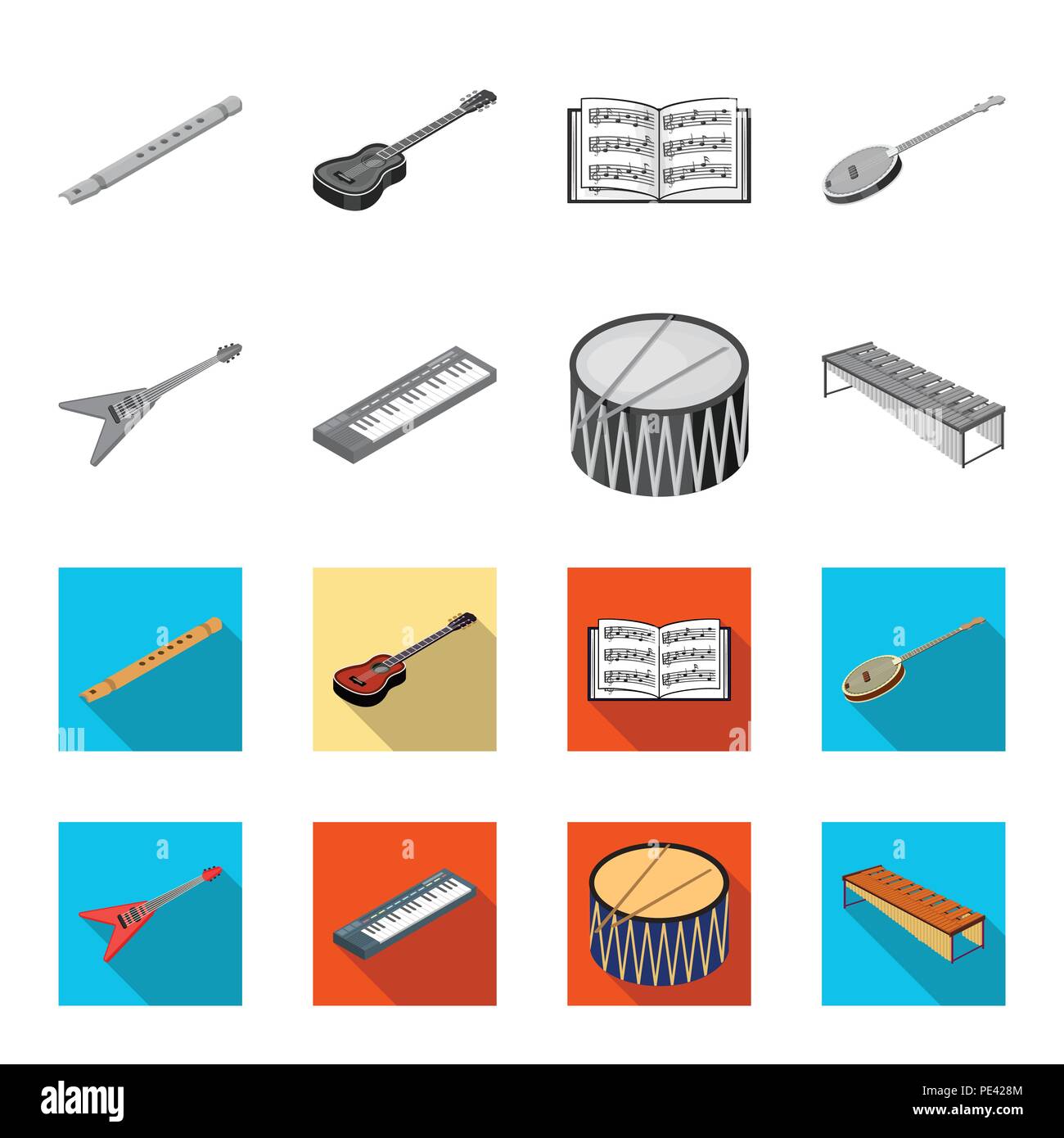 Musical instrument monochrome,flat icons in set collection for design ...