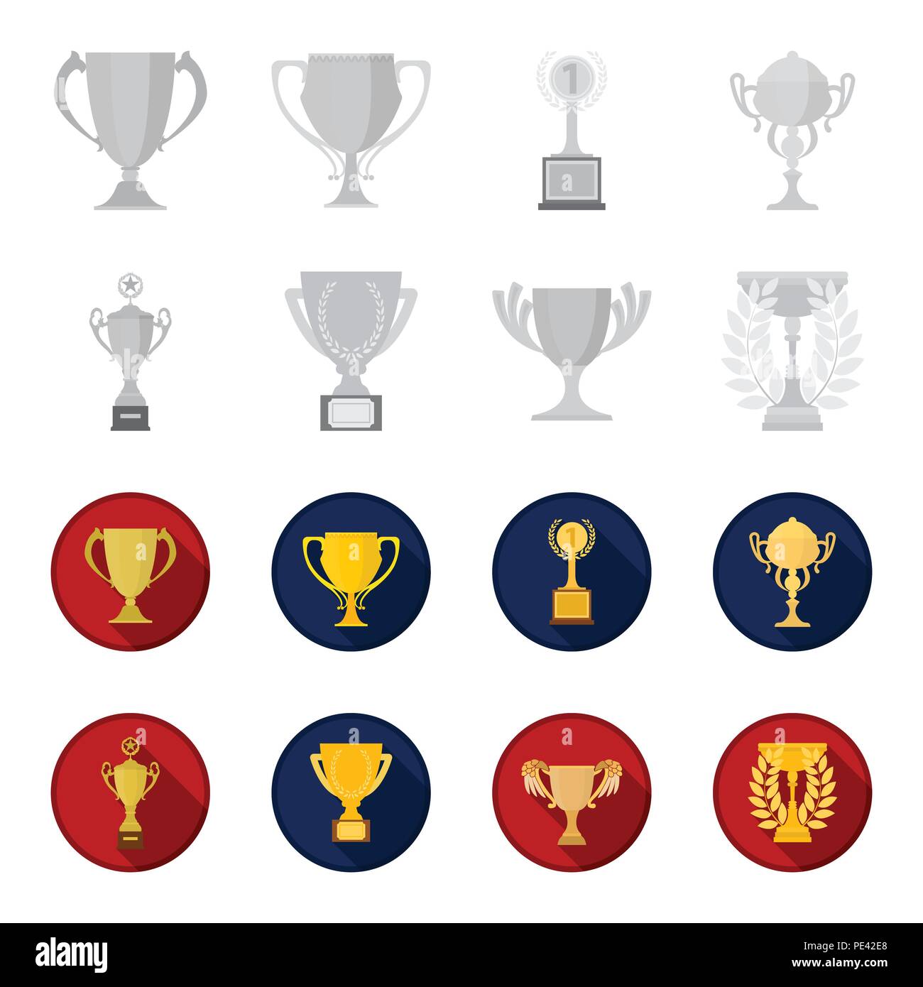 Gold Cup monochrome,flat icons in set collection for design. Winners ...