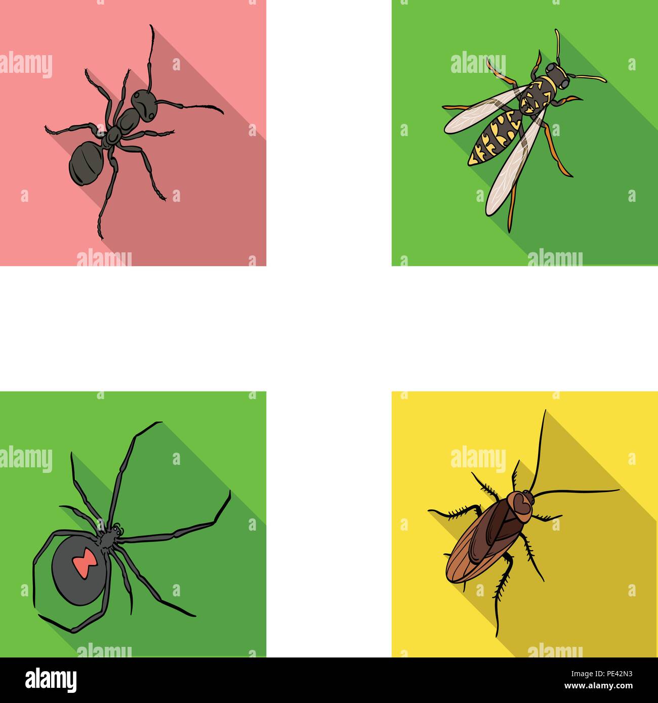 animal,ant,arthropod,beetle,cockroach,collection,flat,hymenoptera,icon ...