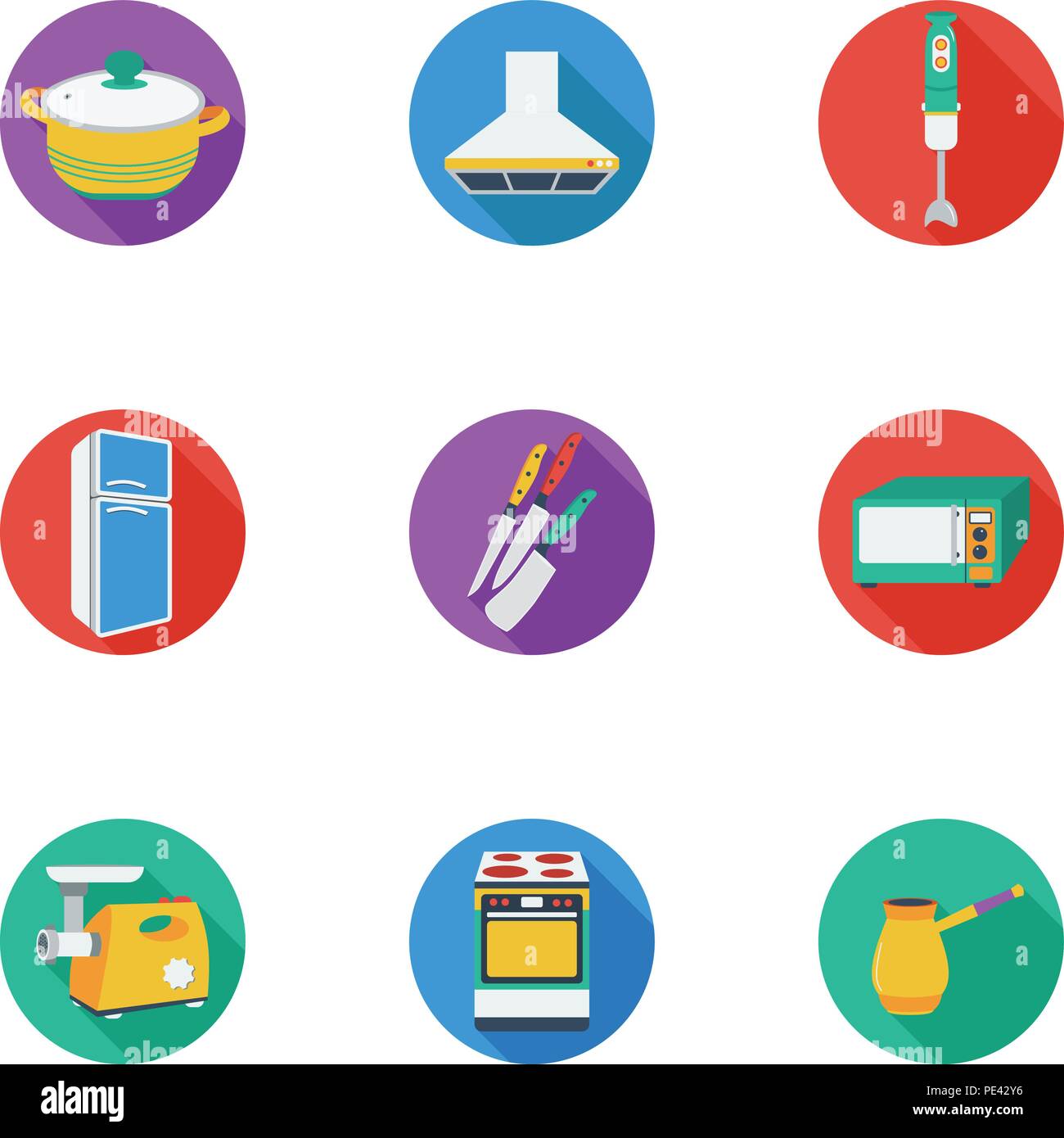 Kitchen set icons in cartoon style. Big collection of kitchen vector ...